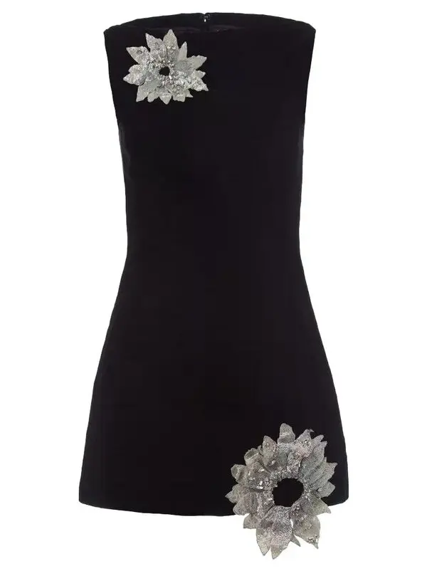 Monse Embellished Sunflower Mini Dress - Black
