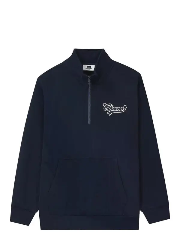 CHOCOOLATE Logo-embroidered Quarter-zip Sweater - Blue