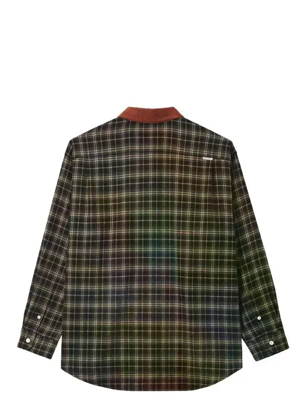Izzue Check-pattern Corduroy-collar Shirt - Black