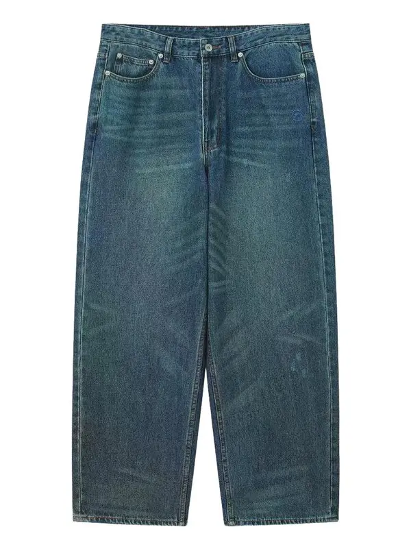 FINGERCROXX Loose-fit Faded Effect Jeans - Blue