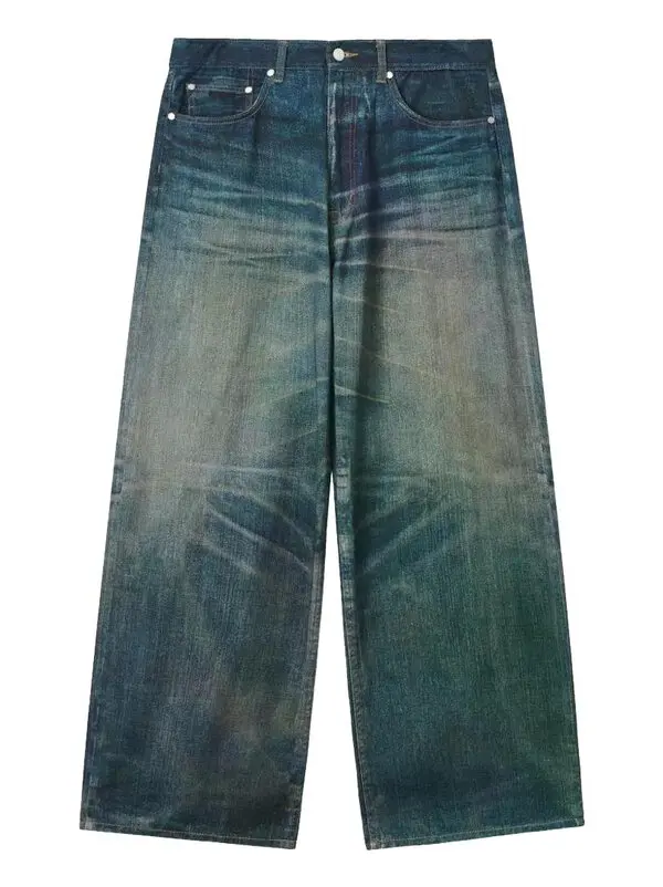 Izzue Faded Effect Whiskered Jeans - Blue