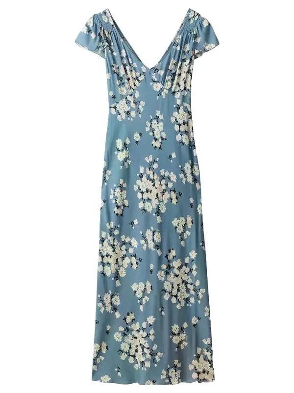 Rixo Floral Print Midi Dress - Blue