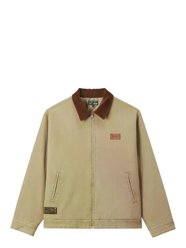 Izzue Corduroy Collar Zip-up Jacket - Neutrals