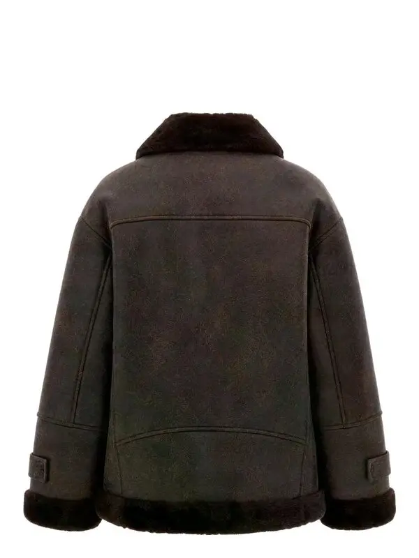 Liu Jo Aviator Jacket With Faux Fur Lining - Brown