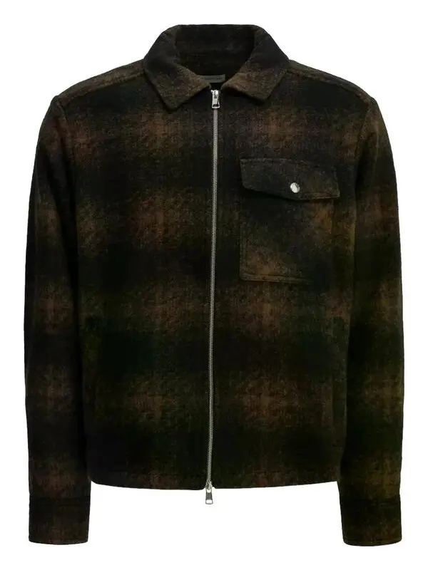 Moncler Check-pattern Zip-up Shirt Jacket - Brown