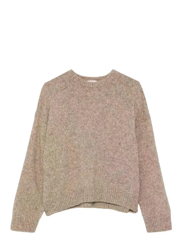 ALYSI Soft Alpaca Crew-neck Sweater - Neutrals