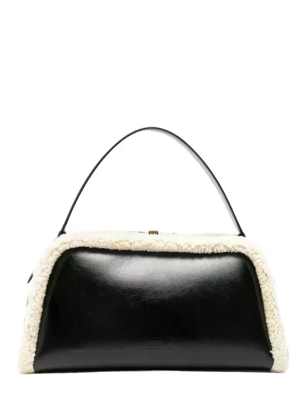 Khaite Shearling-trimmed Leather Tote Bag - Black