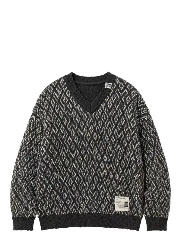 Mihara Yasuhiro Diamond Knit V-neck Sweater - Black