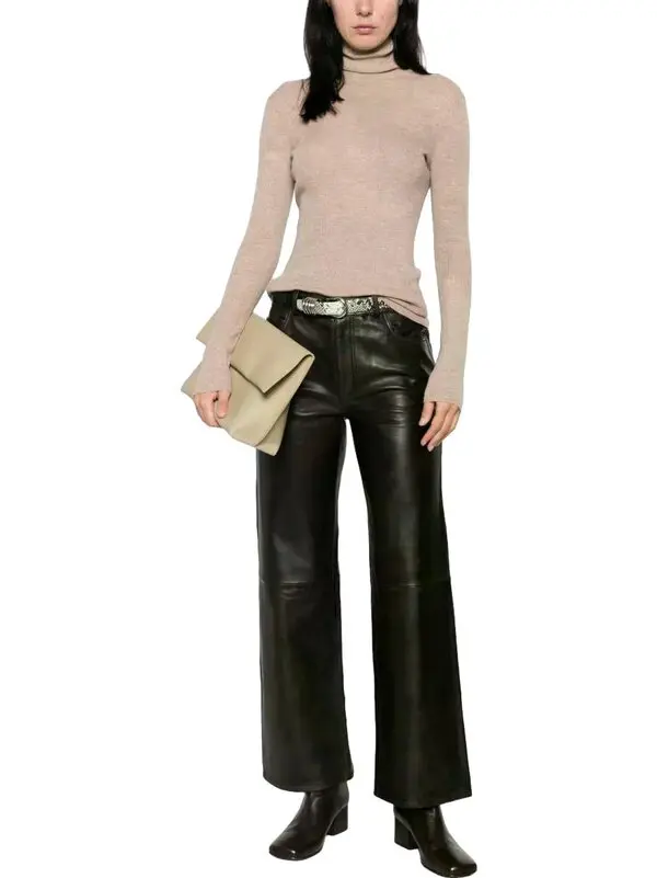 Maje Ribbed Knit Roll Neck Sweater - Neutrals