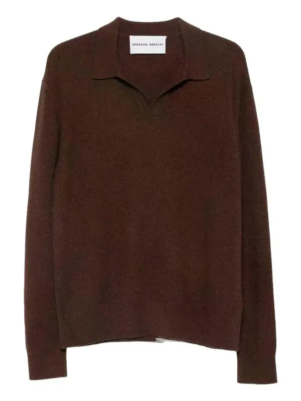EMERSON RENALDI Polo Collar Sweater - Brown