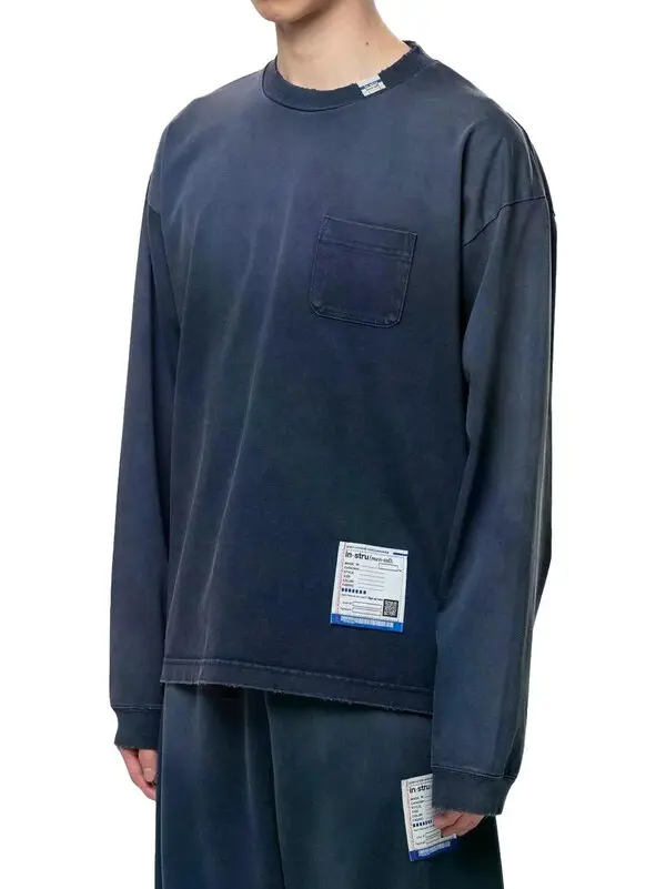 Mihara Yasuhiro Sun Faded Like Distressed Long Sleeve T-shirt - Blue