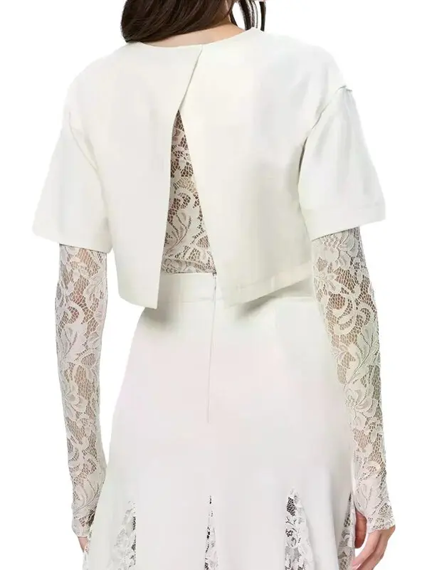 HAMZA Osaka Lace-panelled Cropped Top - White