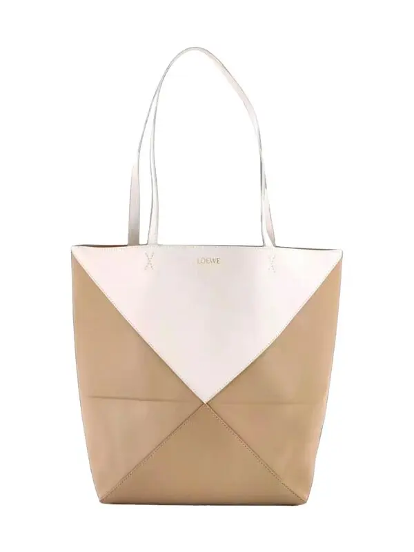 Loewe Puzzle Fold Leather Tote Bag - Neutrals