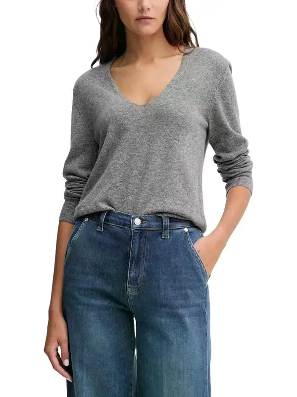 BENETTON V-neck Knitted Sweater - Grey