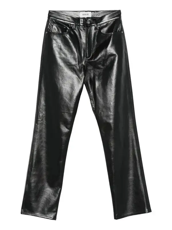 AGOLDE Coated Straight Leg Trousers - Black