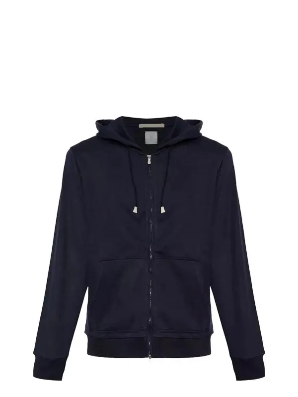 Eleventy Zip-up Drawstring Hoodie - Blue