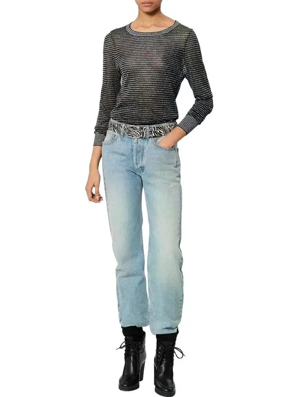 Isabel Marant Étoile Cenaya Striped Lurex Knit T-shirt - Black
