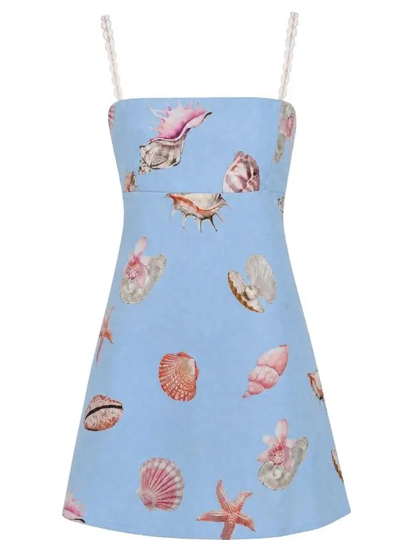 PALM COLLECTIVE Sea Dreamer Printed Cotton Dress - Blue