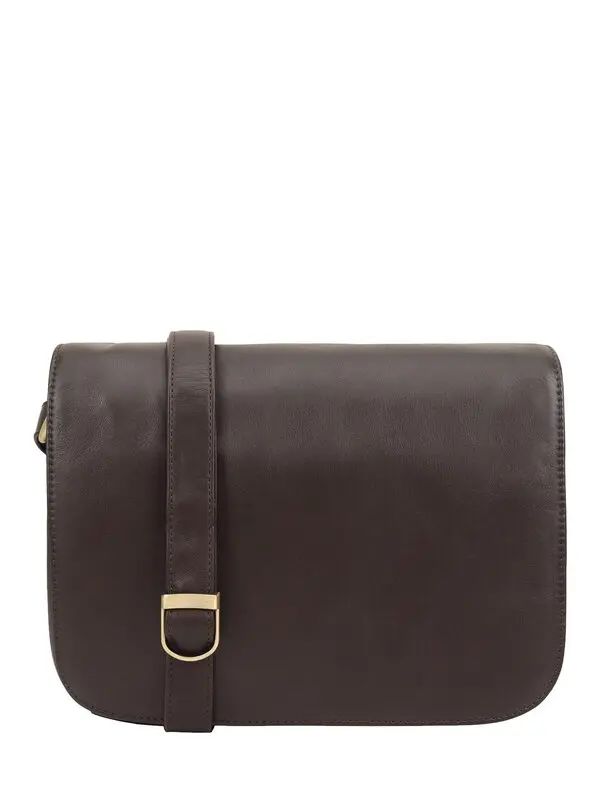 LLOYD BAKER Nahan Flap-over Leather Crossbody Bag - Brown