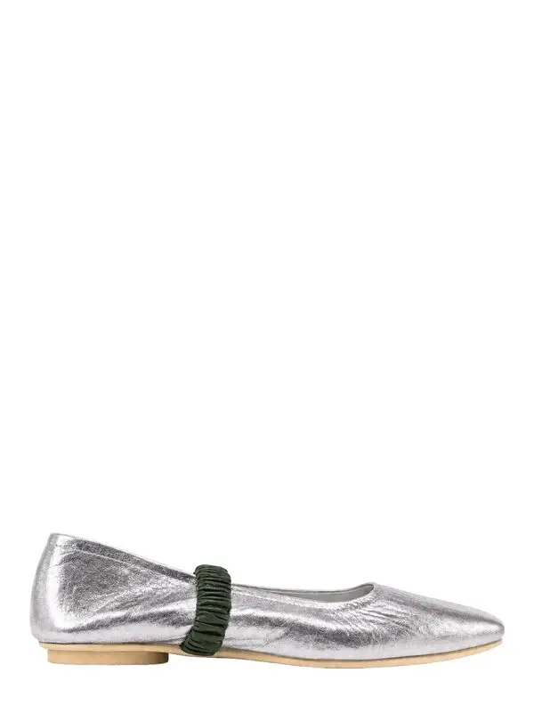 ATHENARA BY MARCELA HERNANDEZ Cleo Square Toe Ballet Flats - Silver