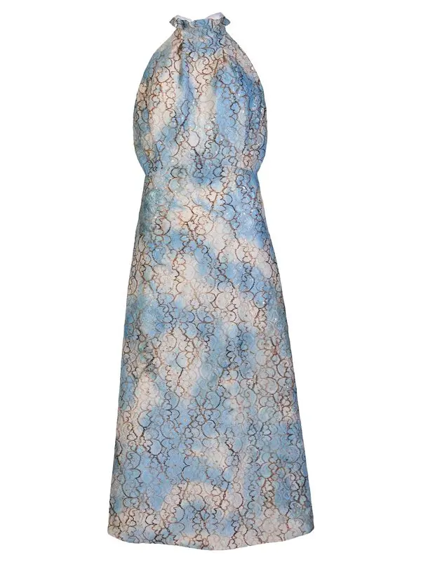 NUMBAT Orla Sky Maxi Dress With Gold Sequins And Metallic Trims - Blue