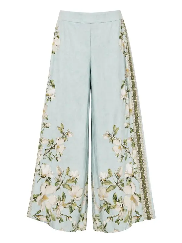 RAISHMA Hilda Wide-leg Floral Trousers - Blue
