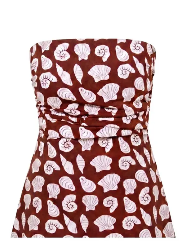 PALM COLLECTIVE Shell Collection Strapless Top - Brown