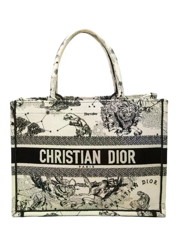 Dior Embroidered Book Tote - White
