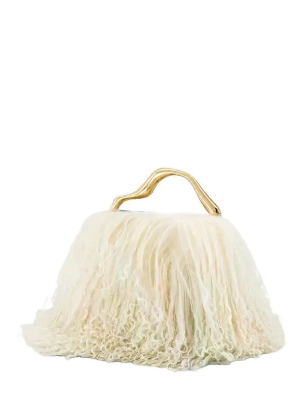 Cult Gaia Backgammon Faux-fur Clutch Bag With Sculptural Top Handle - Neutrals