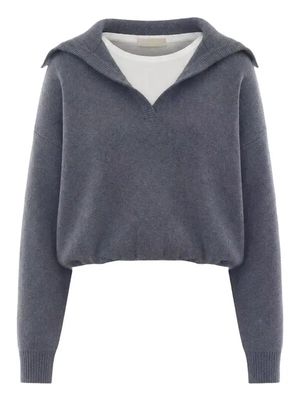 ELEH Layered-effect Cropped Sweater - Grey