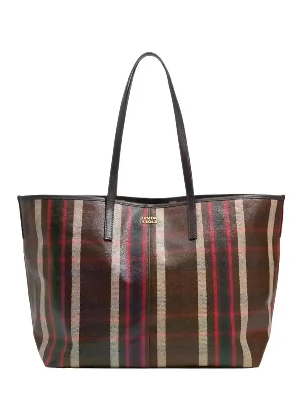 Bimba Y Lola Large Oak Tartan Shopper Bag - Brown