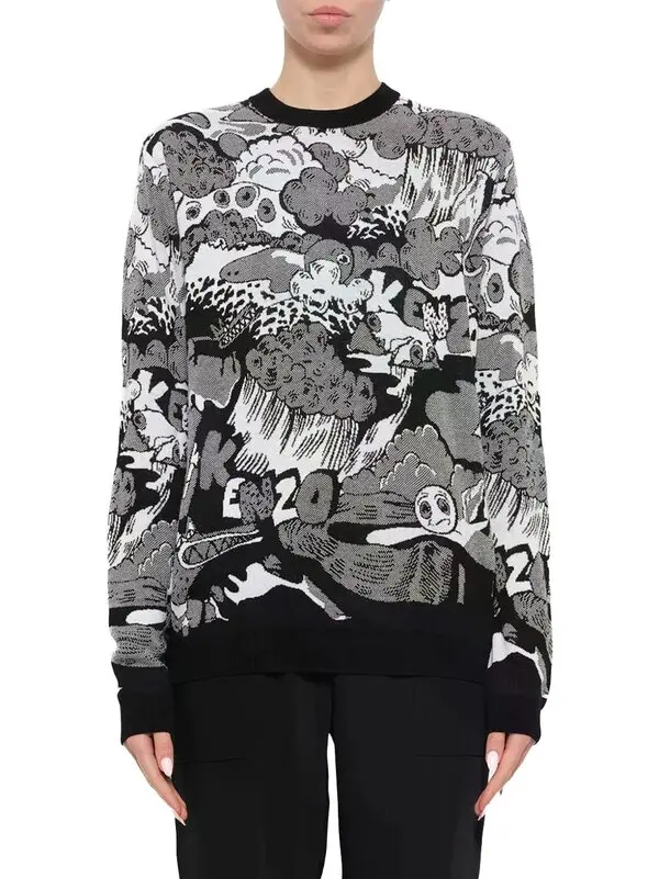 Kenzo Graphic Print Crewneck Sweatshirt - Black