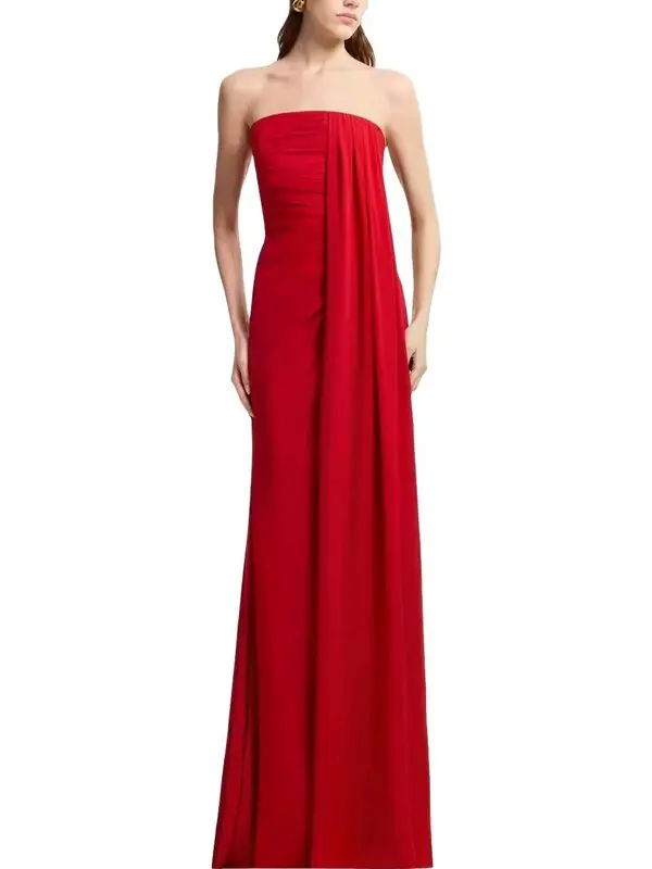 Elie Saab Strapless Draped Maxi Dress - Red
