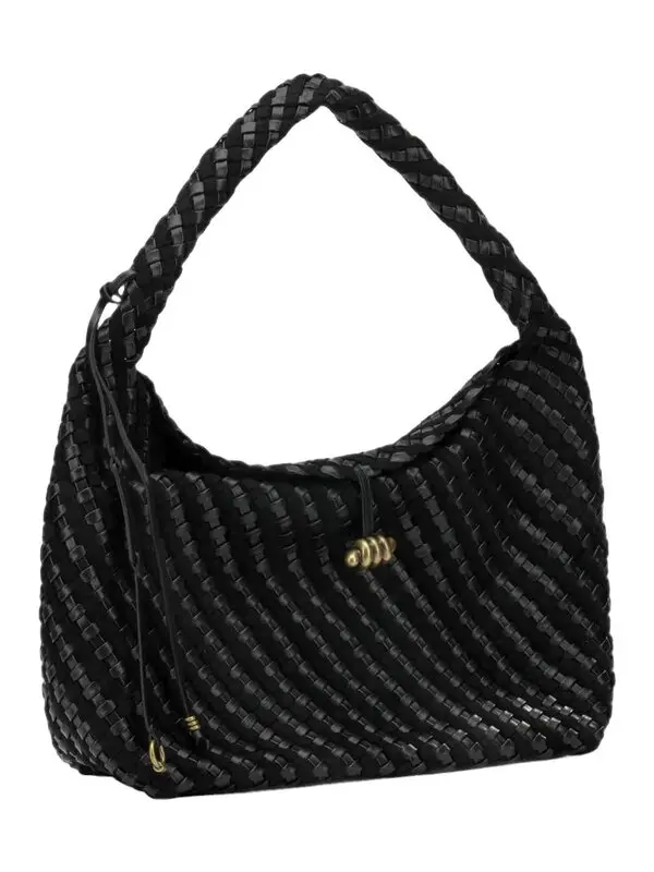 GIANNI CHIARINI Aurelie Woven Leather Shoulder Bag - Black