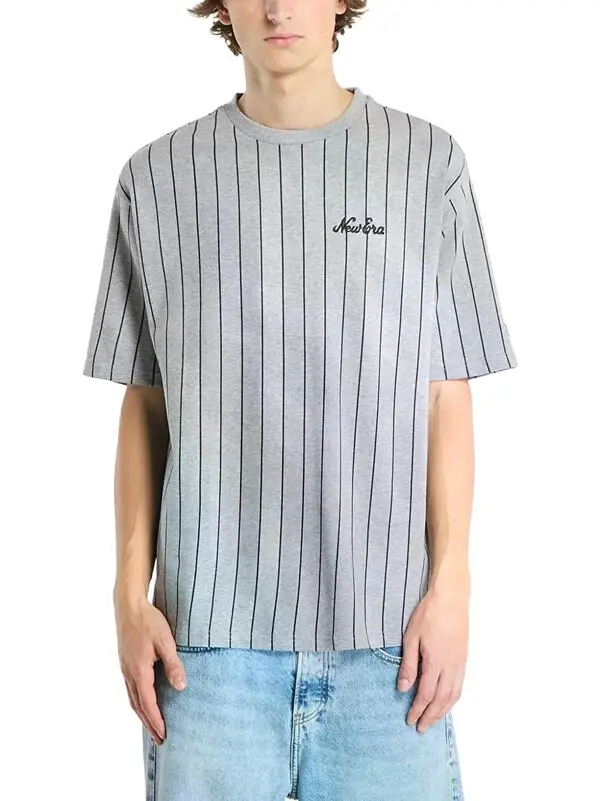 New Era Logo-embroidered Pinstriped T-shirt - Grey