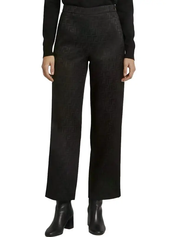 Fendi Zucca Jacquard Wide-leg Trousers - Black