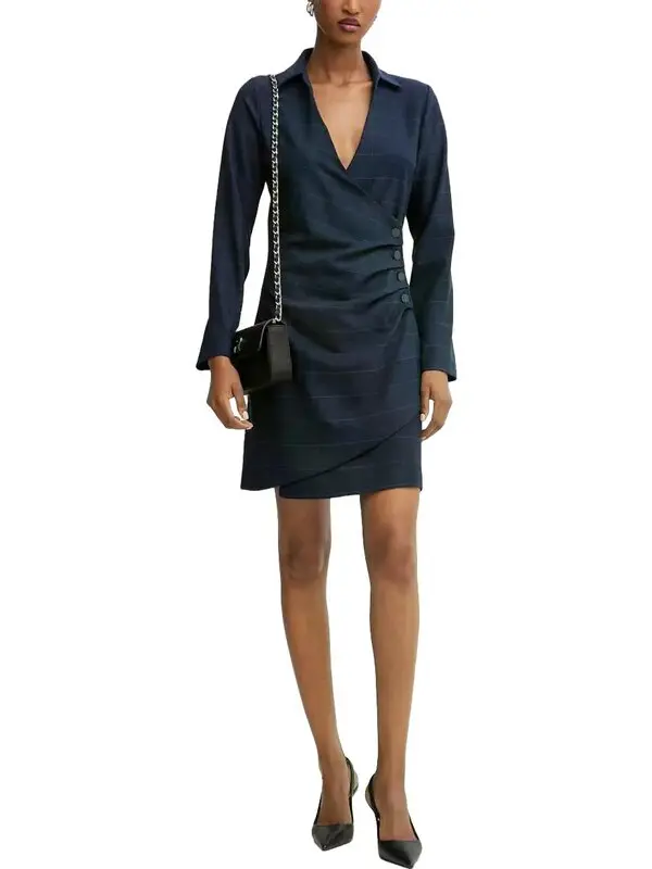 MORGAN Check-pattern Wrap Mini Dress - Blue