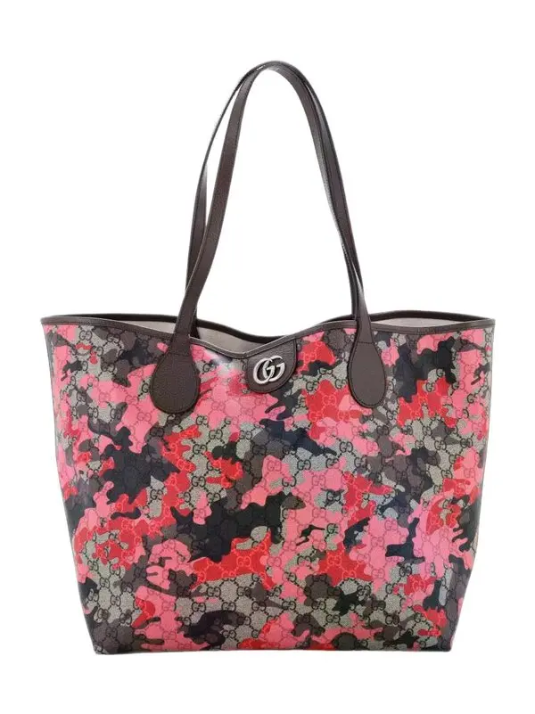 Gucci Gg Open Gg Camouflage Coated Canvas Large Tote Bag - Brown
