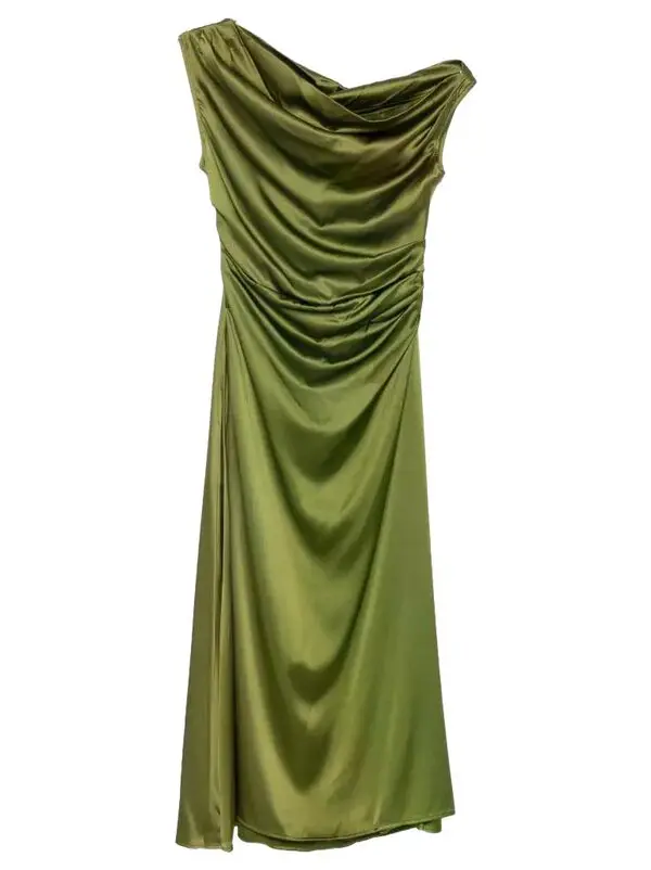 Staud Phare Off-shoulder Draped Dress - Green