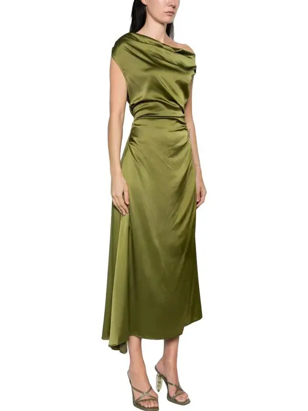 Staud Phare Off-shoulder Draped Dress - Green