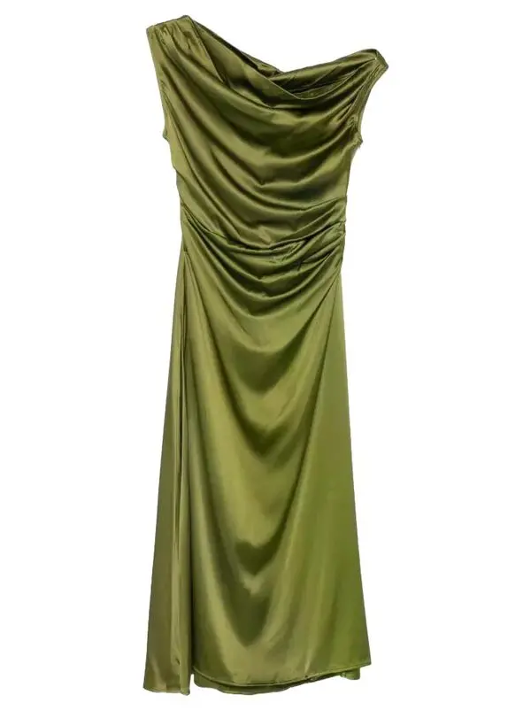 Staud Phare Off-shoulder Draped Dress - Green