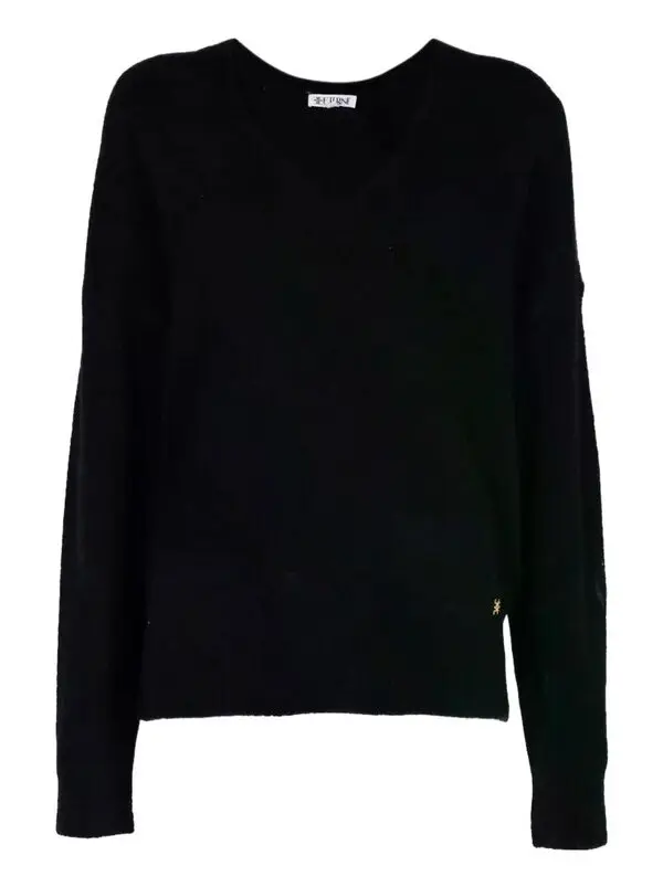 Eterne V-neck Long Sleeve Sweater - Black