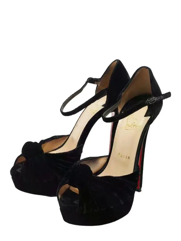 CHRISTIAN LOUBOUTIN Velvet Platform Peep-toe Pumps - Black