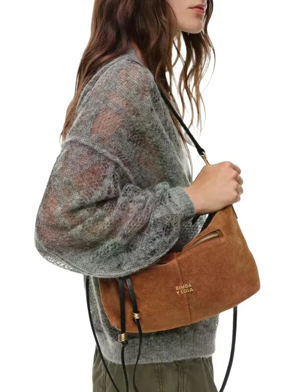 Bimba Y Lola Medium Tobacco Suede Madrid Bag - Brown