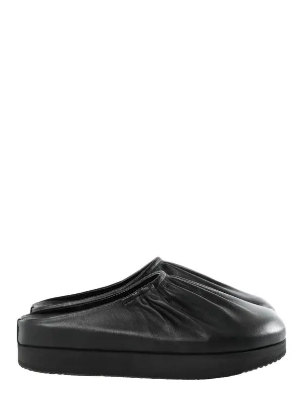 Y’s Ruched Platform Mules - Black