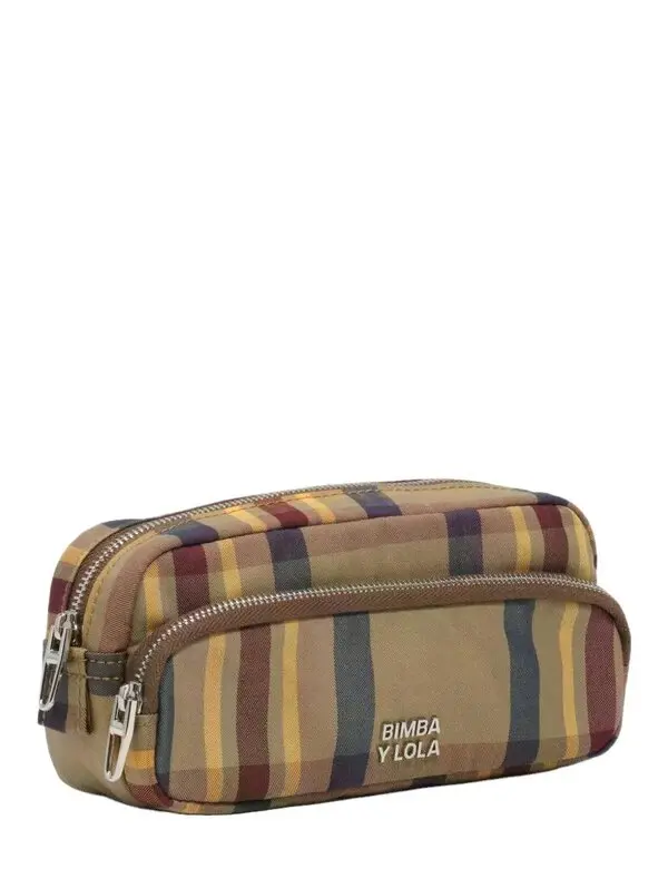 Bimba Y Lola Coated Chocolate Green Tartan Pocket Case - Neutrals