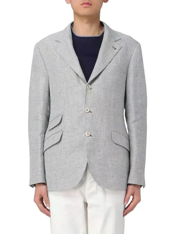Brunello Cucinelli Check-pattern Tailored Jacket - Grey