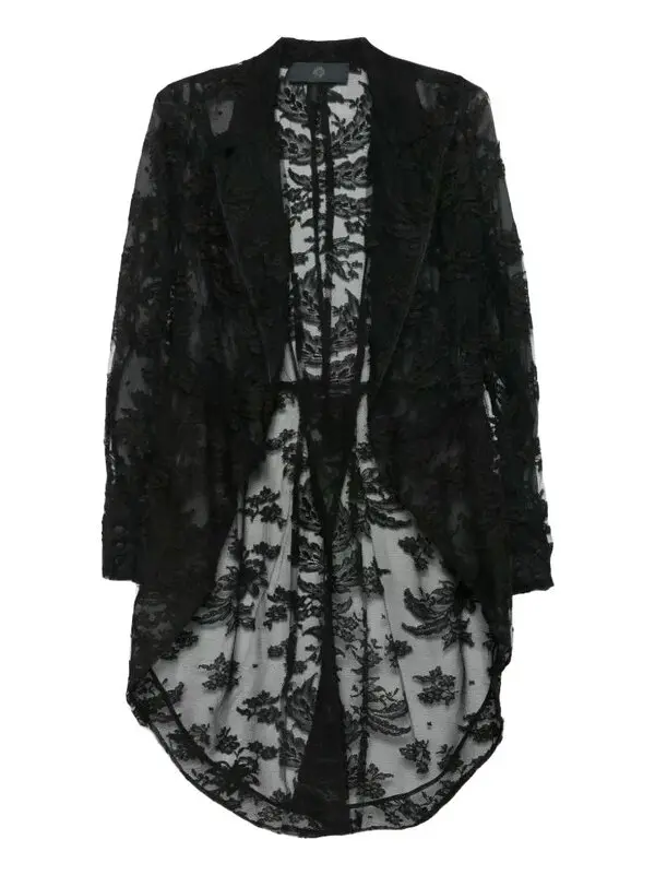 MARC LE BIHAN Lace Overlay Asymmetric Jacket - Black