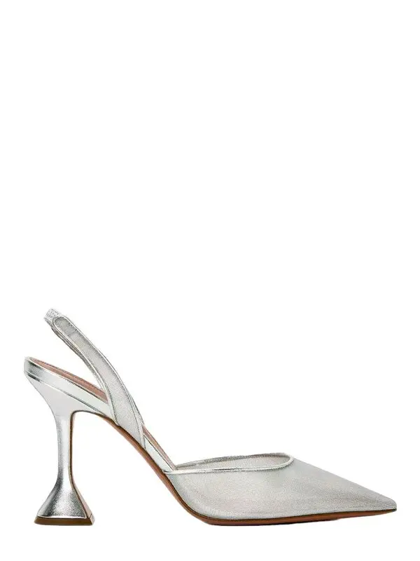 Amina Muaddi Holli Mesh Pumps - Silver