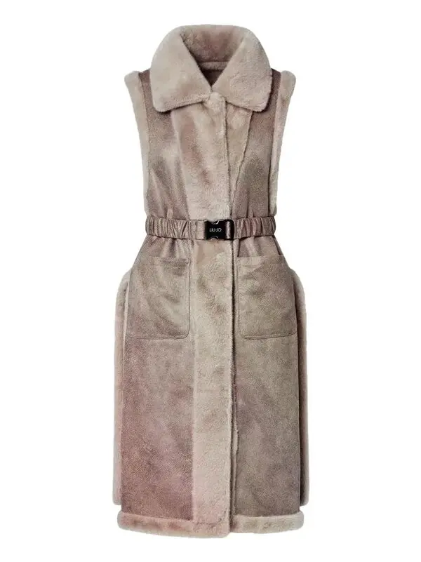 Liu Jo Faux Shearling Long Vest - Neutrals